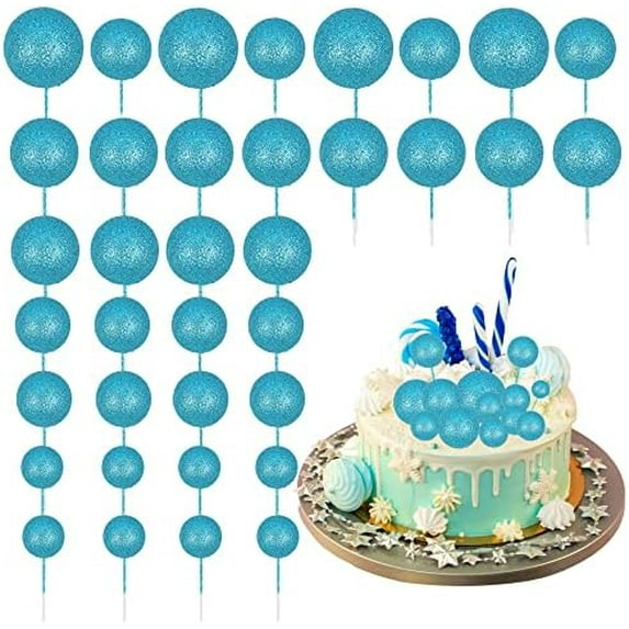 30Pcs Glitter Balls Cake Topper DIY Cake Insert Toppers Ball Cake Picks ...
