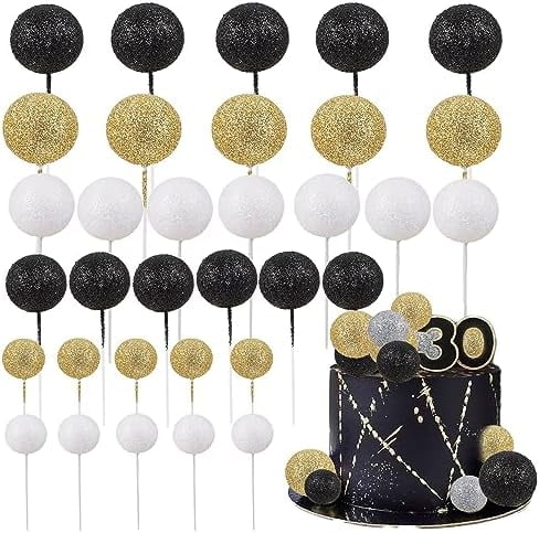 30Pcs Glitter Balls Cake Topper Mini Balloons Cupcake Topper DIY Cake ...