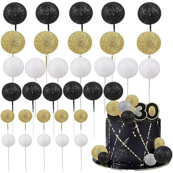 30Pcs Glitter Balls Cake Topper Mini Balloons Cupcake Topper DIY Cake ...