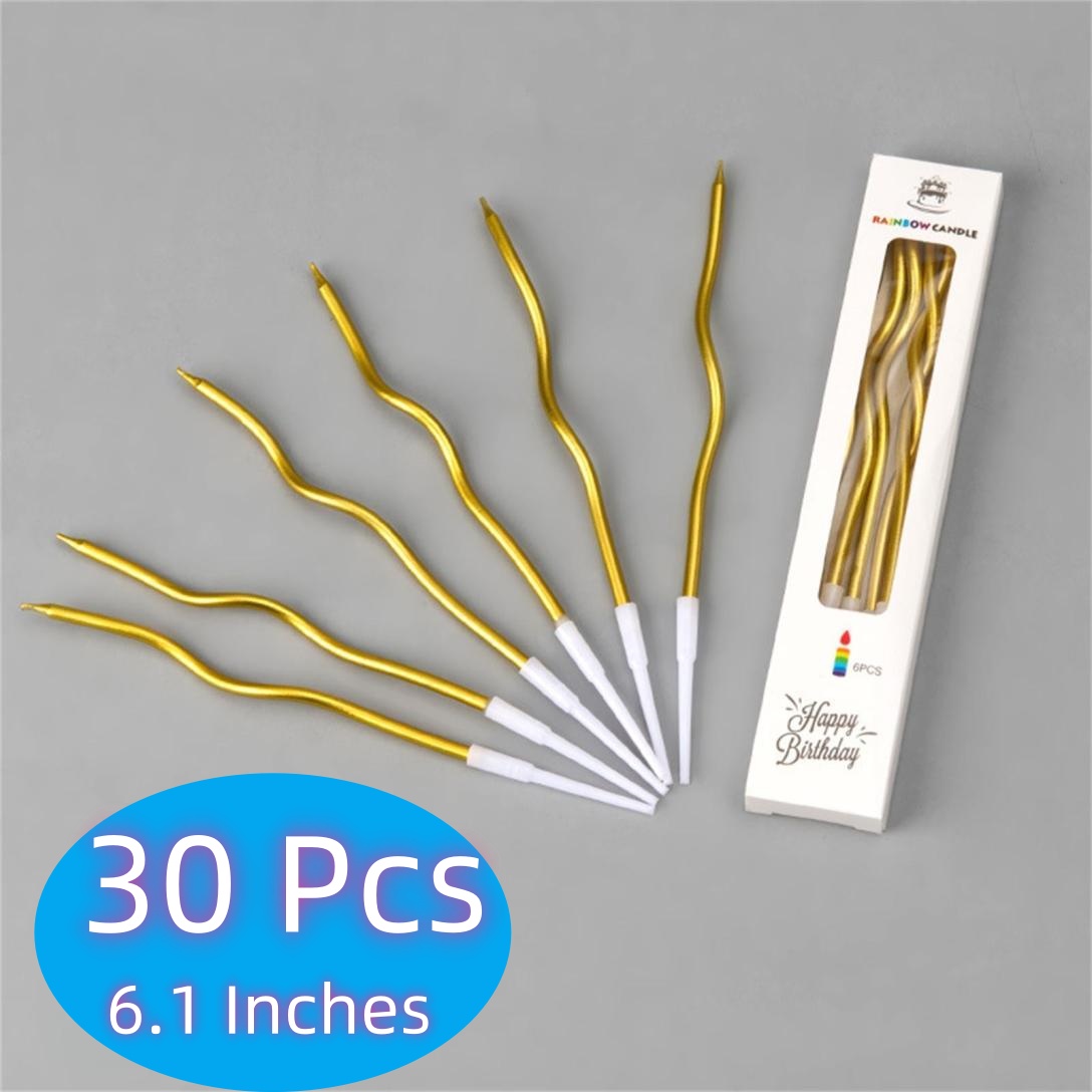 30Pcs Gold Birthday Candles Candles Cake Decoration for Birthday Party ...