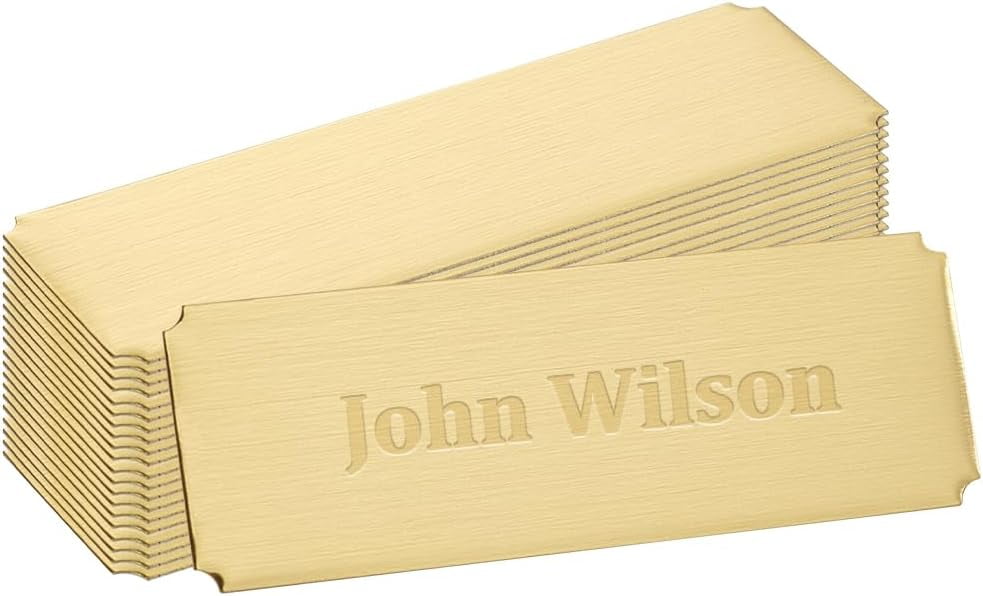 30Pcs Golden Name Plates Laser Engraved 76mm Self-adhesion Stainless ...