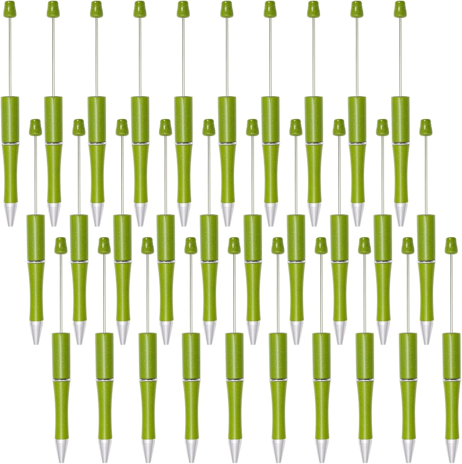 30Pcs Green Beadable Pens Plastic Bead Pen Black Ink Ballpoint Pens Diy ...