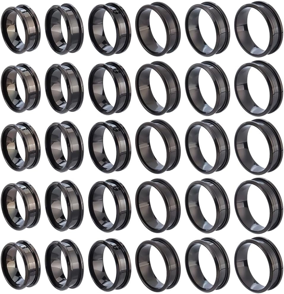 30Pcs Grooved Finger Ring 6 Styles Stainless Steel Ring Core Blank 8mm ...
