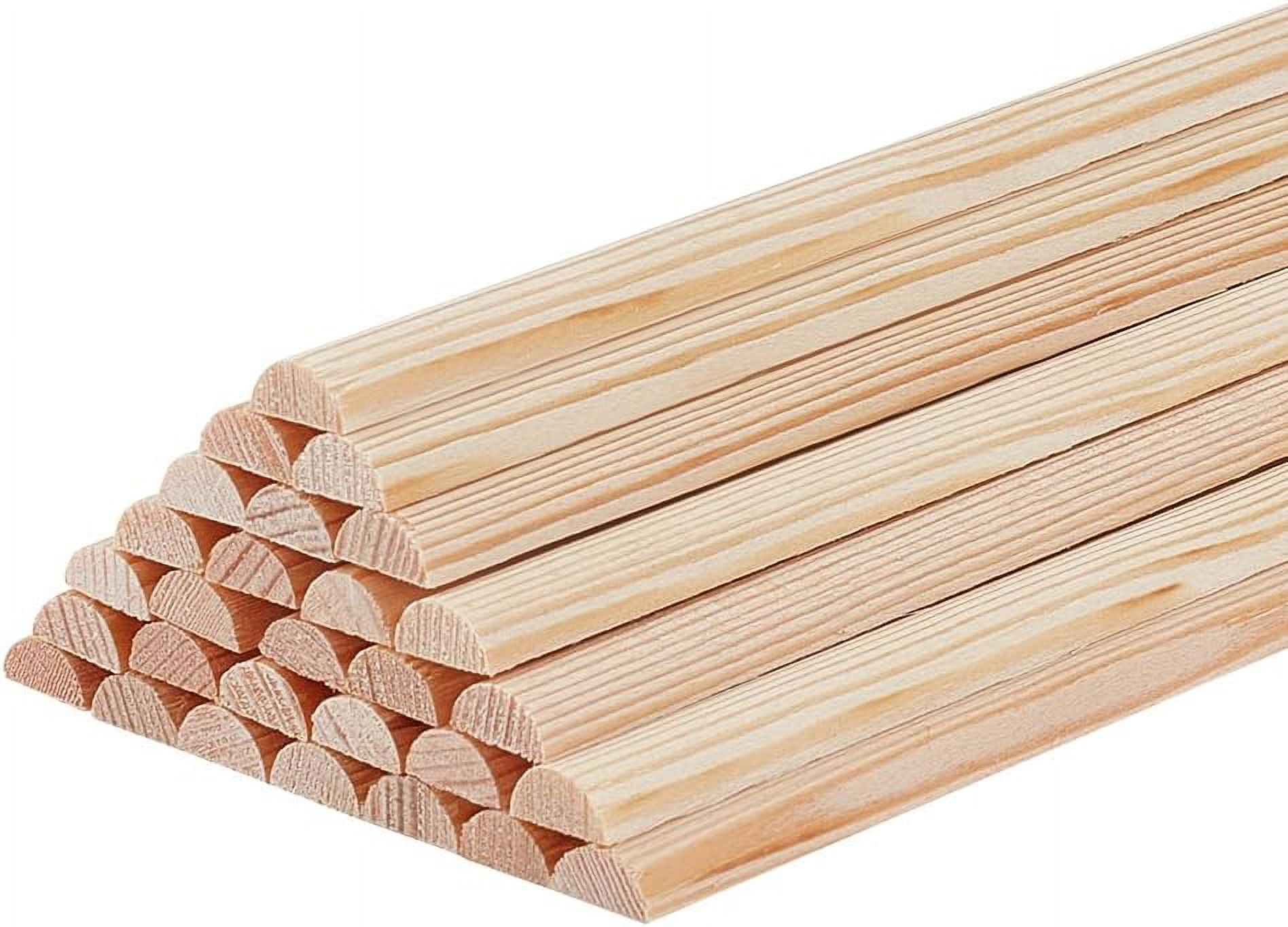 30Pcs Half Round Wood Sticks 11.8x0.3 inch Unfinished Wooden Dowels ...