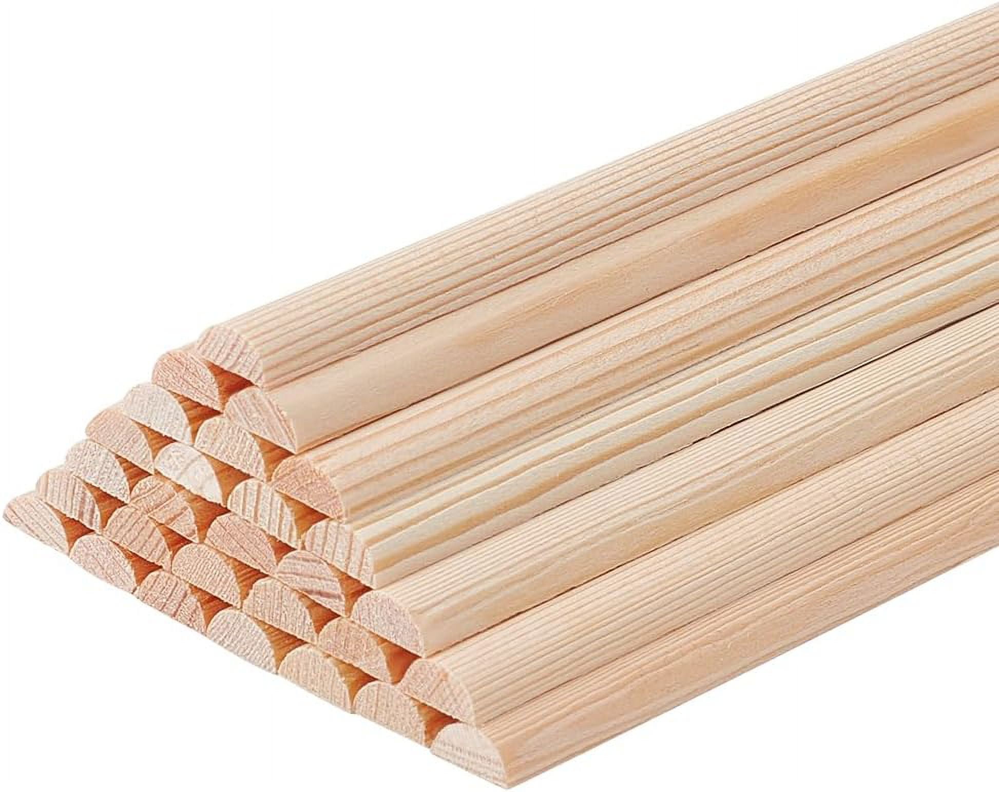 30Pcs Half Round Wood Sticks 13.8x0.3 inch Unfinished Wooden Dowels ...