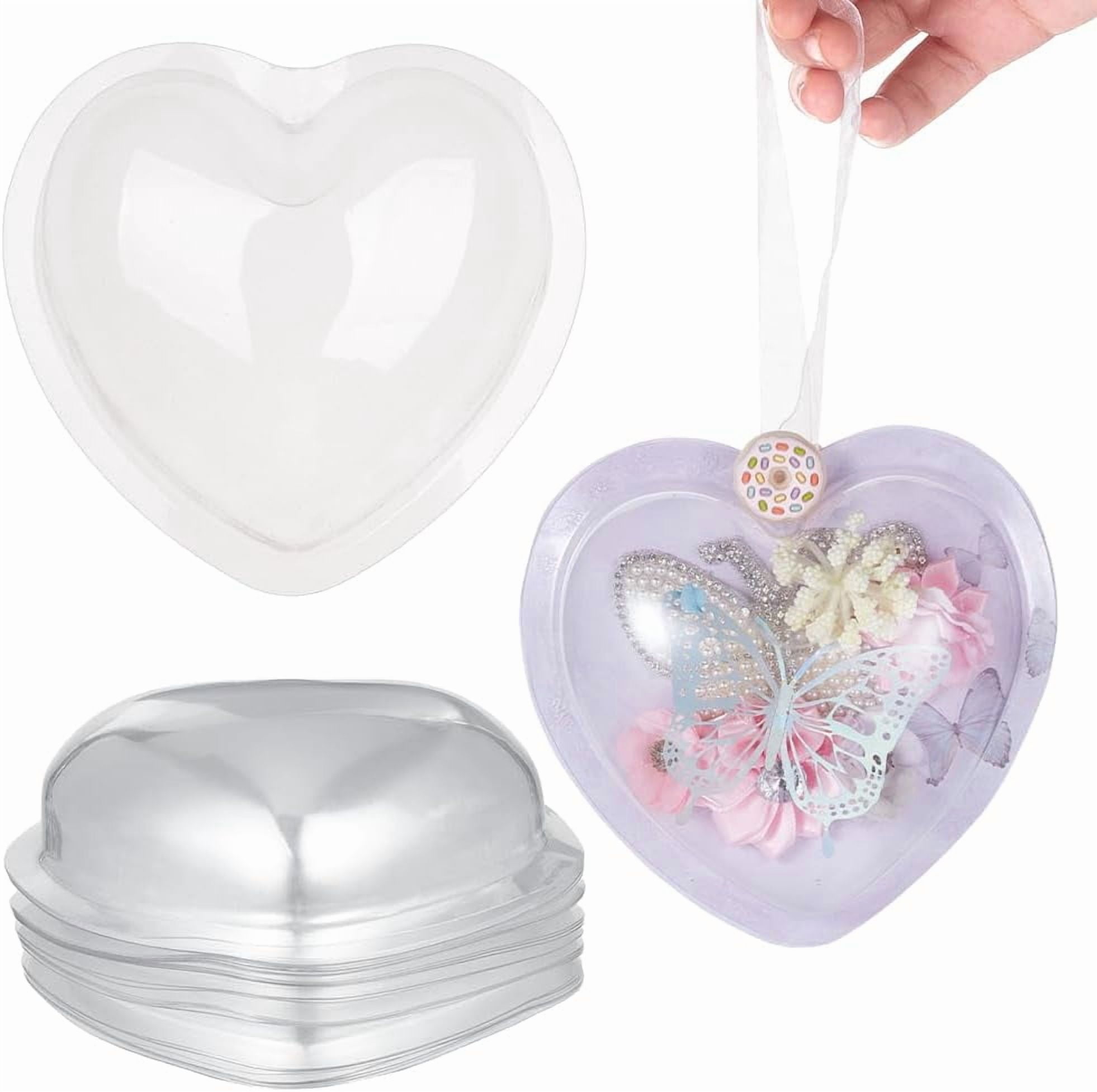 30Pcs Heart Candy Dome 5.1x4.9 Inch Clear Plastic Domes Candy Holder ...