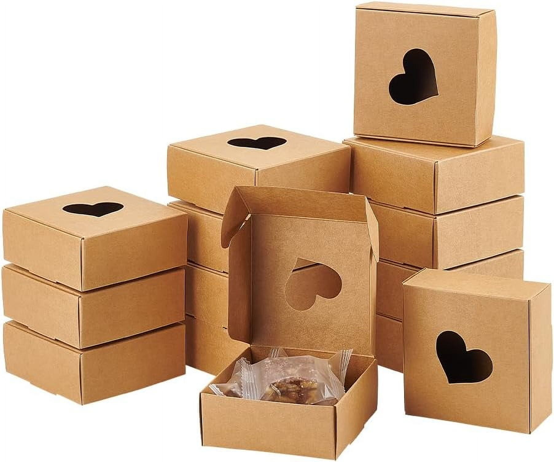 30Pcs Heart Kraft Paper Gift Boxes Love Theme Foldable Cookie Boxes ...