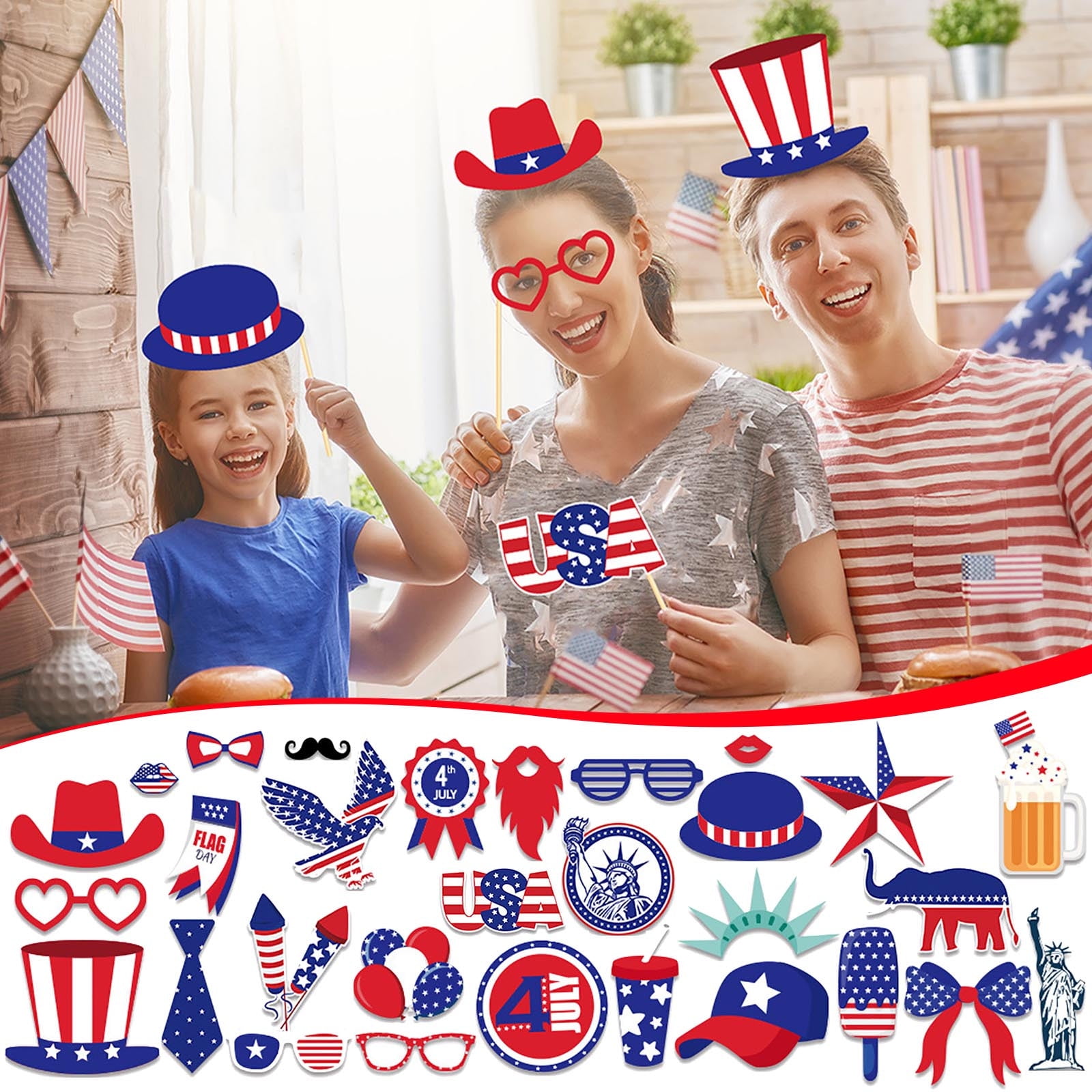 30Pcs Independence Day Photo Booth Props, Create A Fun And Patriotic ...