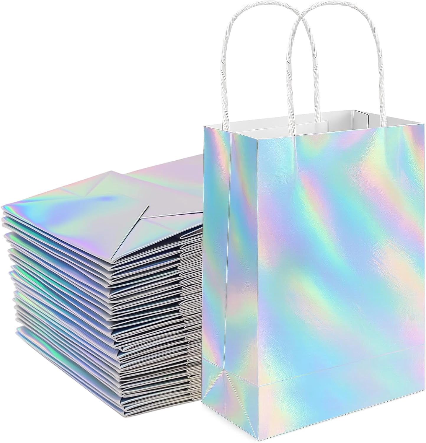 30Pcs Iridescent Gift Bags with Handle, 8.3 x 5.9 x 3.1 Inch ...