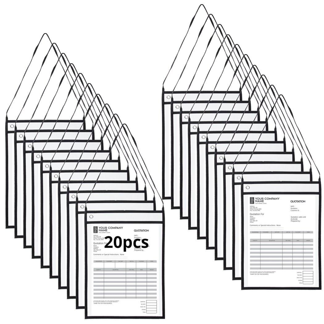 Coofit 30Pcs Job Ticket Holders, Clear PET Waterproof, 10x14, Hanging ...