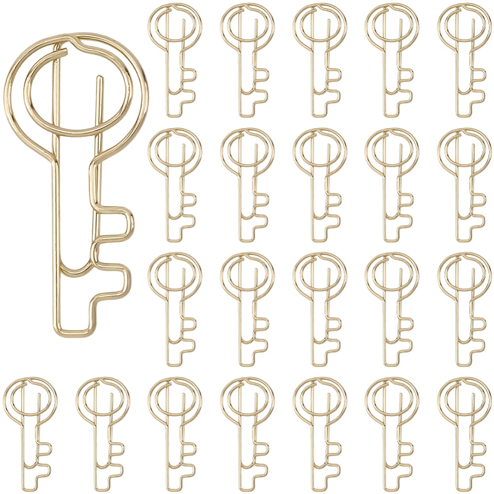 30Pcs Key Paper Clips Gold Paperclips Small Pack Metal Binder Clamp ...