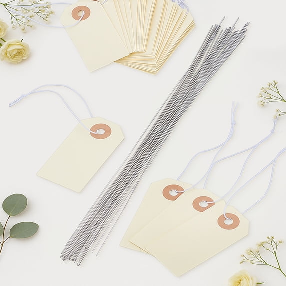 30Pcs Kraft Paper Rectangle Blank Price Tags with 30Pcs Iron Wire Light ...