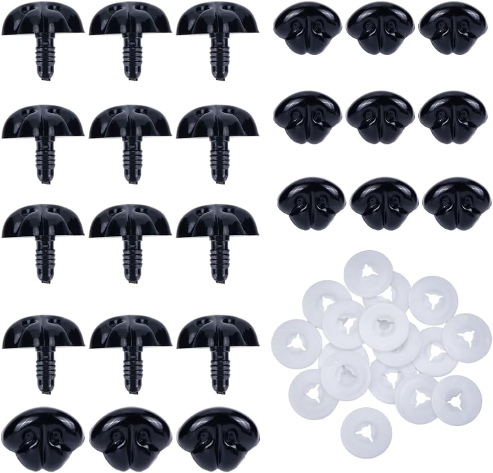 30Pcs Large Plastic Doll Noses 27mm Black Safety Nose with Washers ...