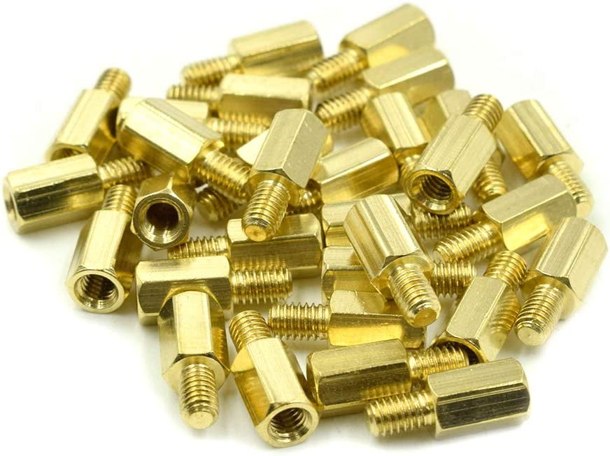 30Pcs M4x10mm+6mm Male to Female Thread Brass Hexagon Hex Standoff ...