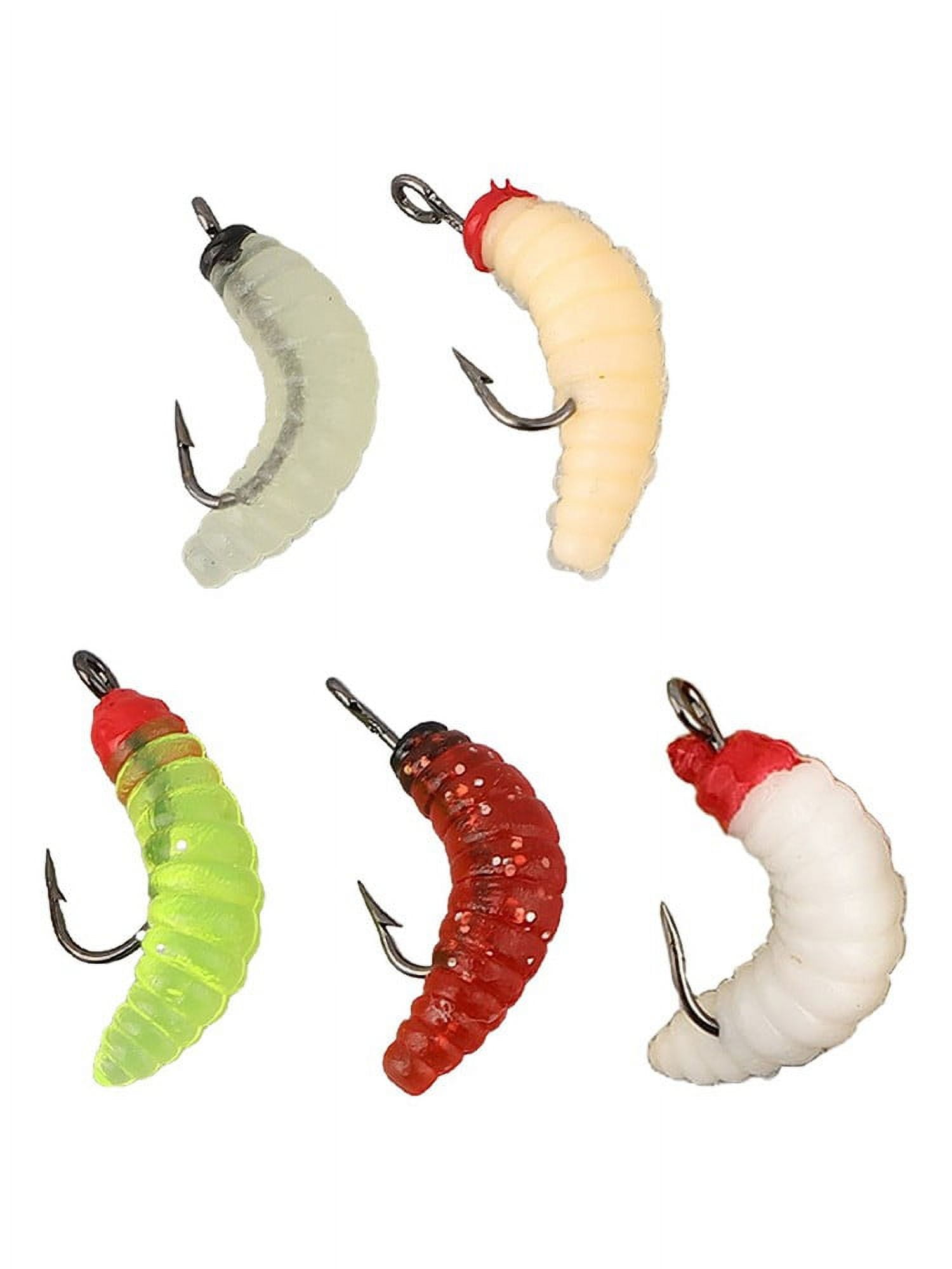 30Pcs Maggot Fly Fishing Wet Trout Flies Glow Worms Bait Grub With ...