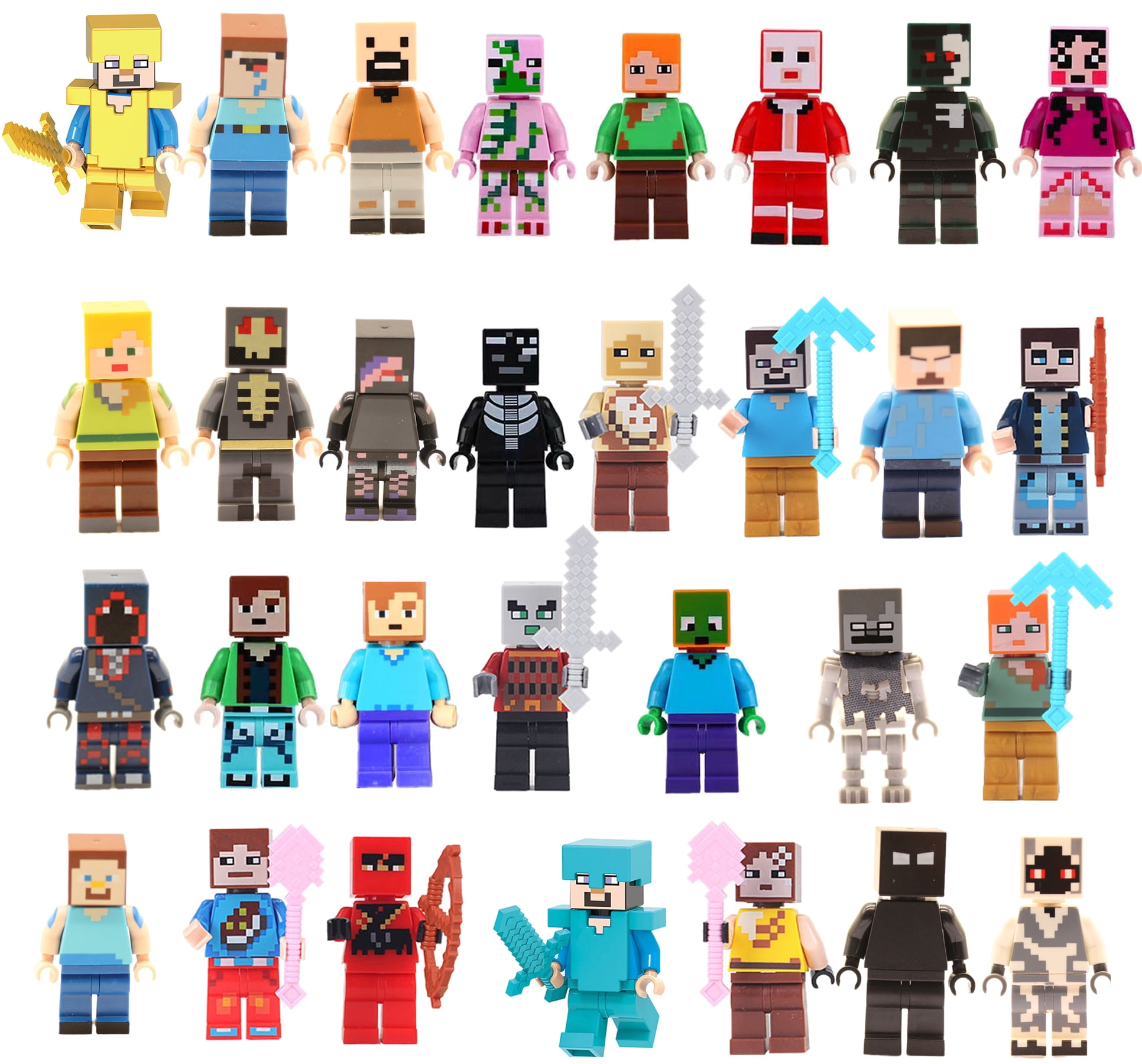 30Pcs Mine Mini craft Action Figures & Accessory Building Toys party ...