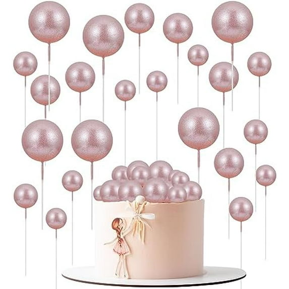 30Pcs Mini Balloon Cake Topper Glitter Foam Ball Cake Picks Decorations ...