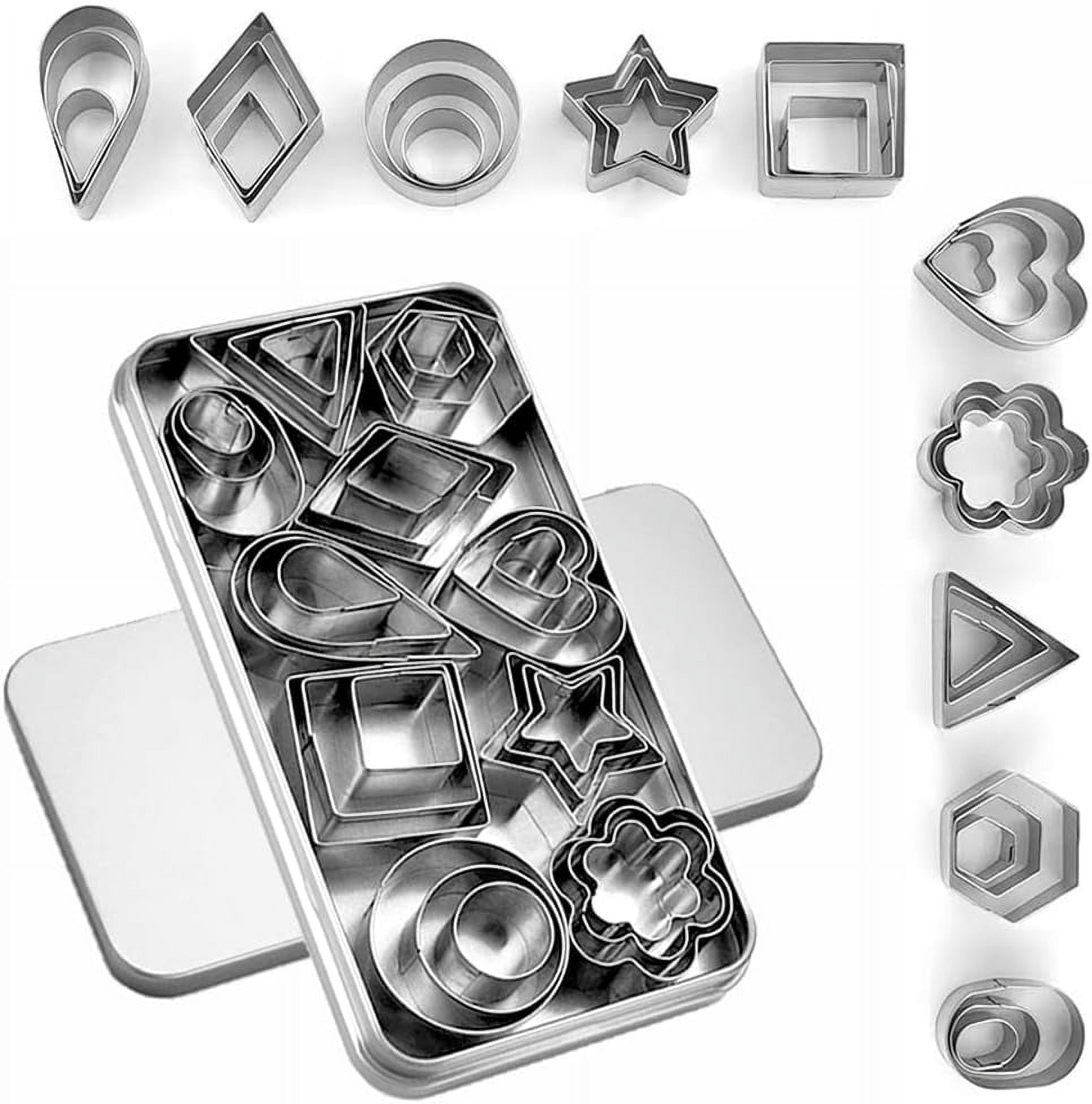 30Pcs Mini Cookie Cutter Set with Box, Small Stainless Steel Fruit ...