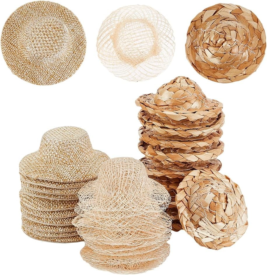 30Pcs Mini Straw Hats Craft Doll Straw Hats Ornaments Doll Straw Hat ...