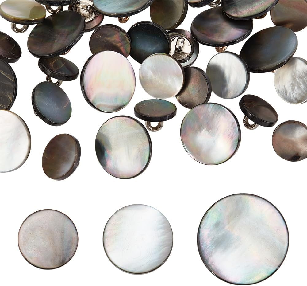 30Pcs Mother of Pearl MOP Buttons 3 Styles Shell Round Buttons 1-Hole ...