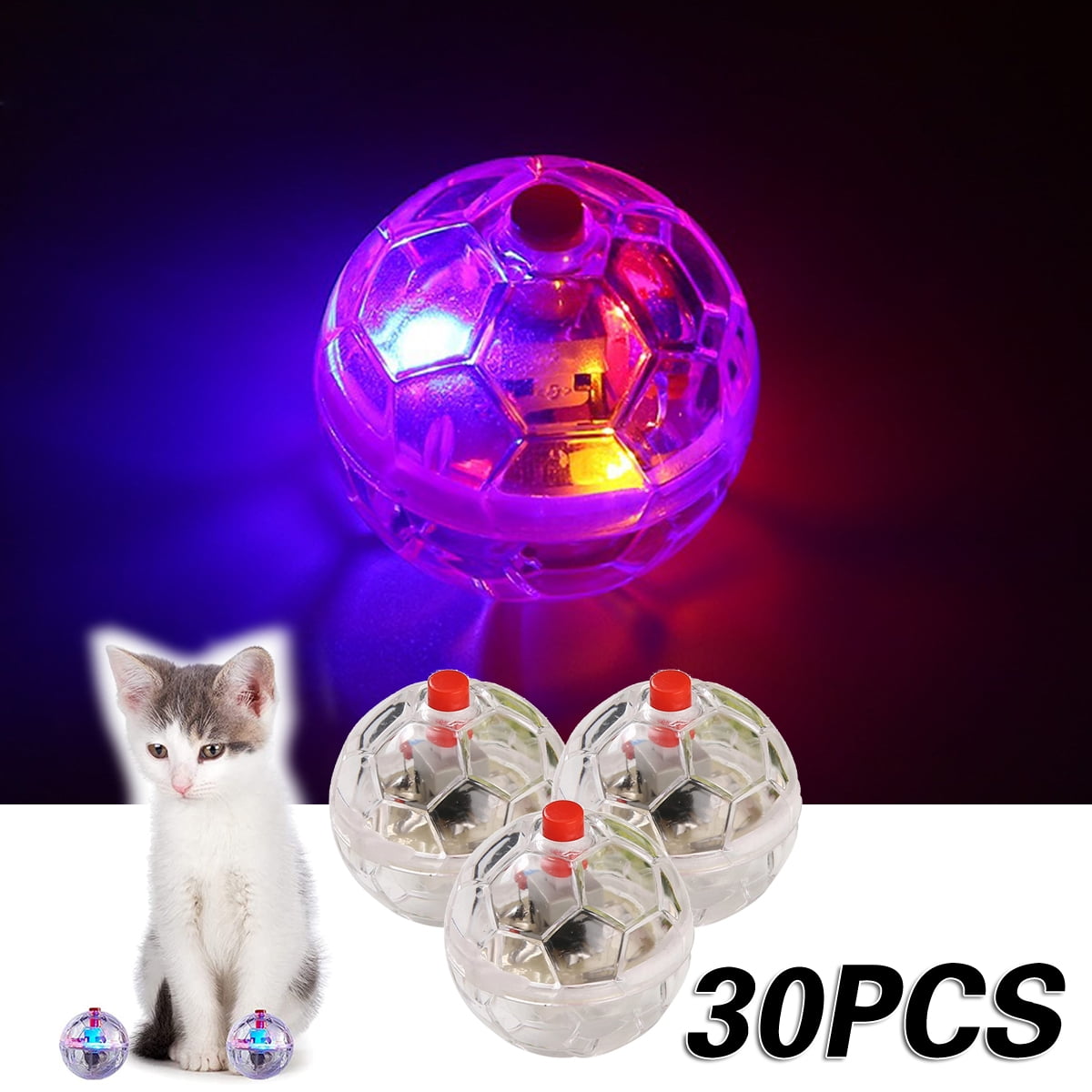30Pcs Motion Light Up Hunting Cat Ball For Cats Motion Activated Cat ...