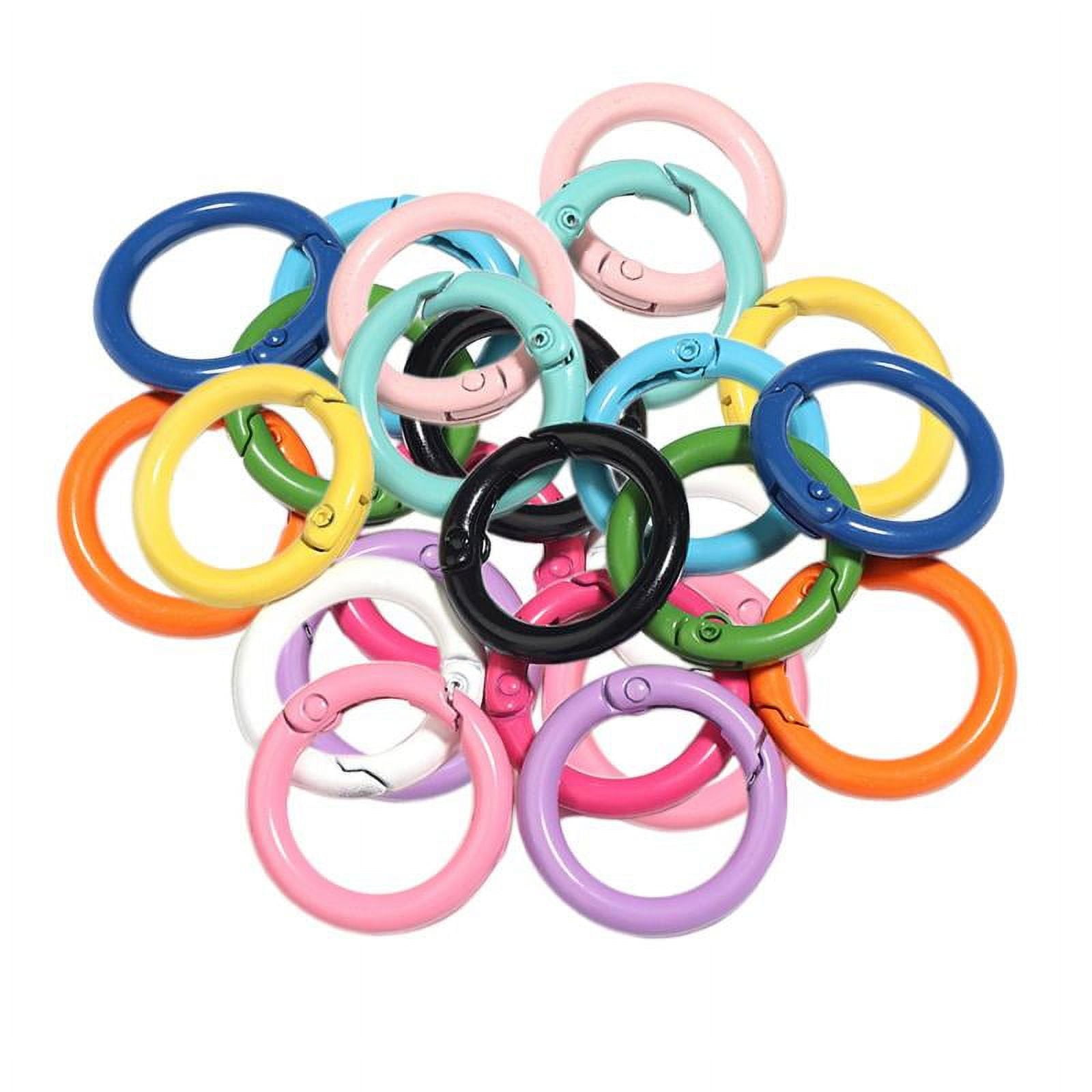 30Pcs Multicolored Round Spring Snap Clip Carabiner Keychain Bags ...