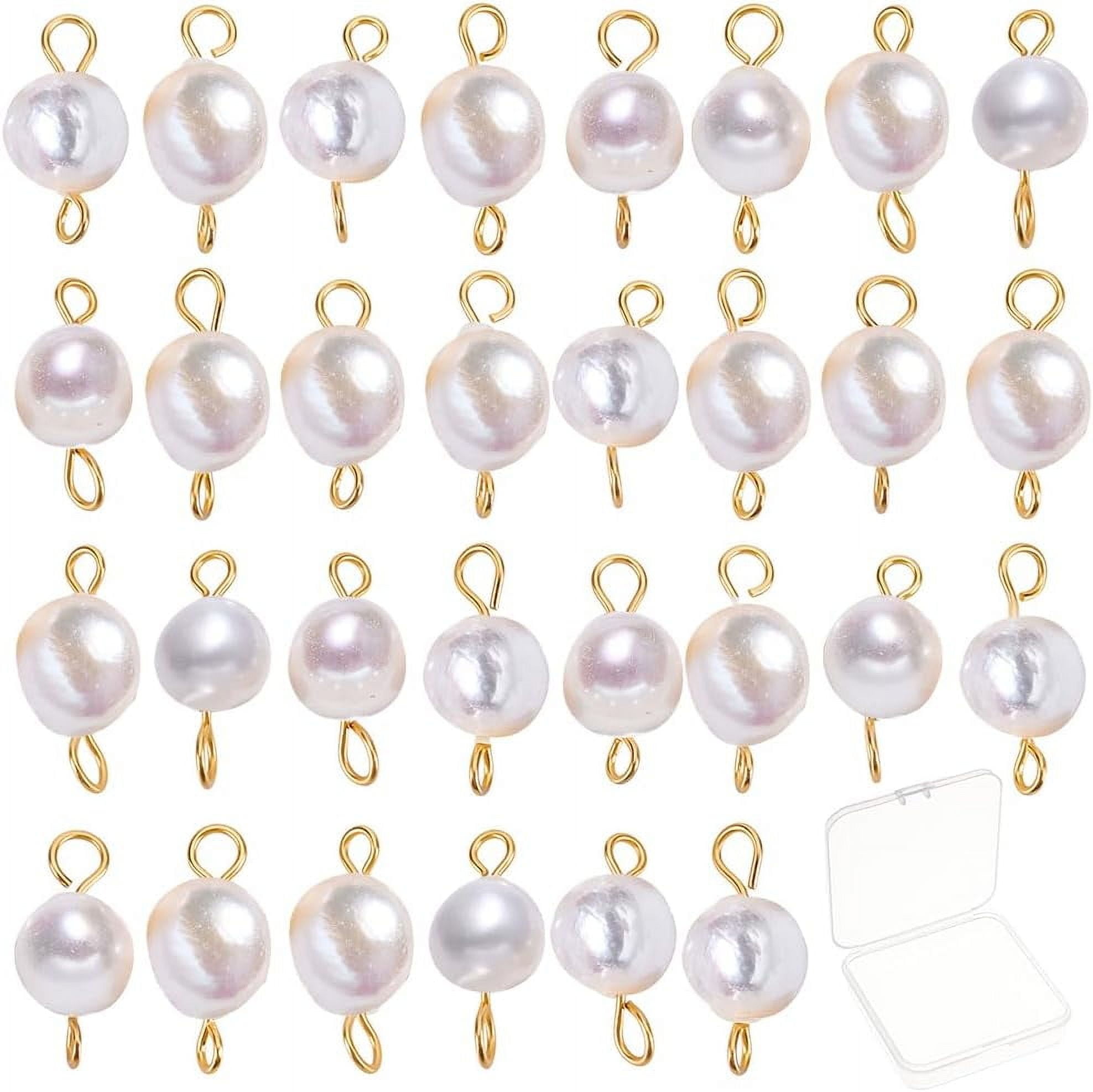 30Pcs Natural Cultured Freshwater Pearl Beads Links Connectors with 304 ...