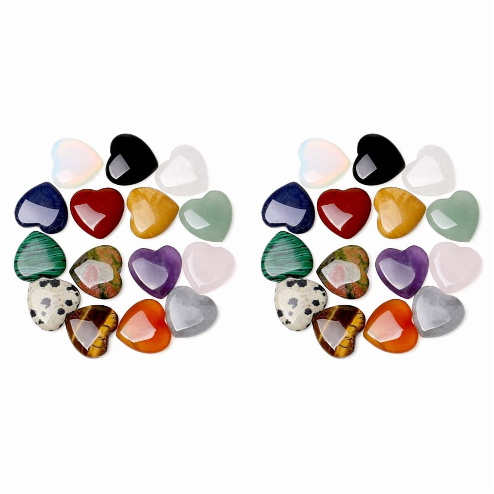 30Pcs Natural Love Stone Quartz Clear Quartz Eye Heart Set Palm Thumb ...