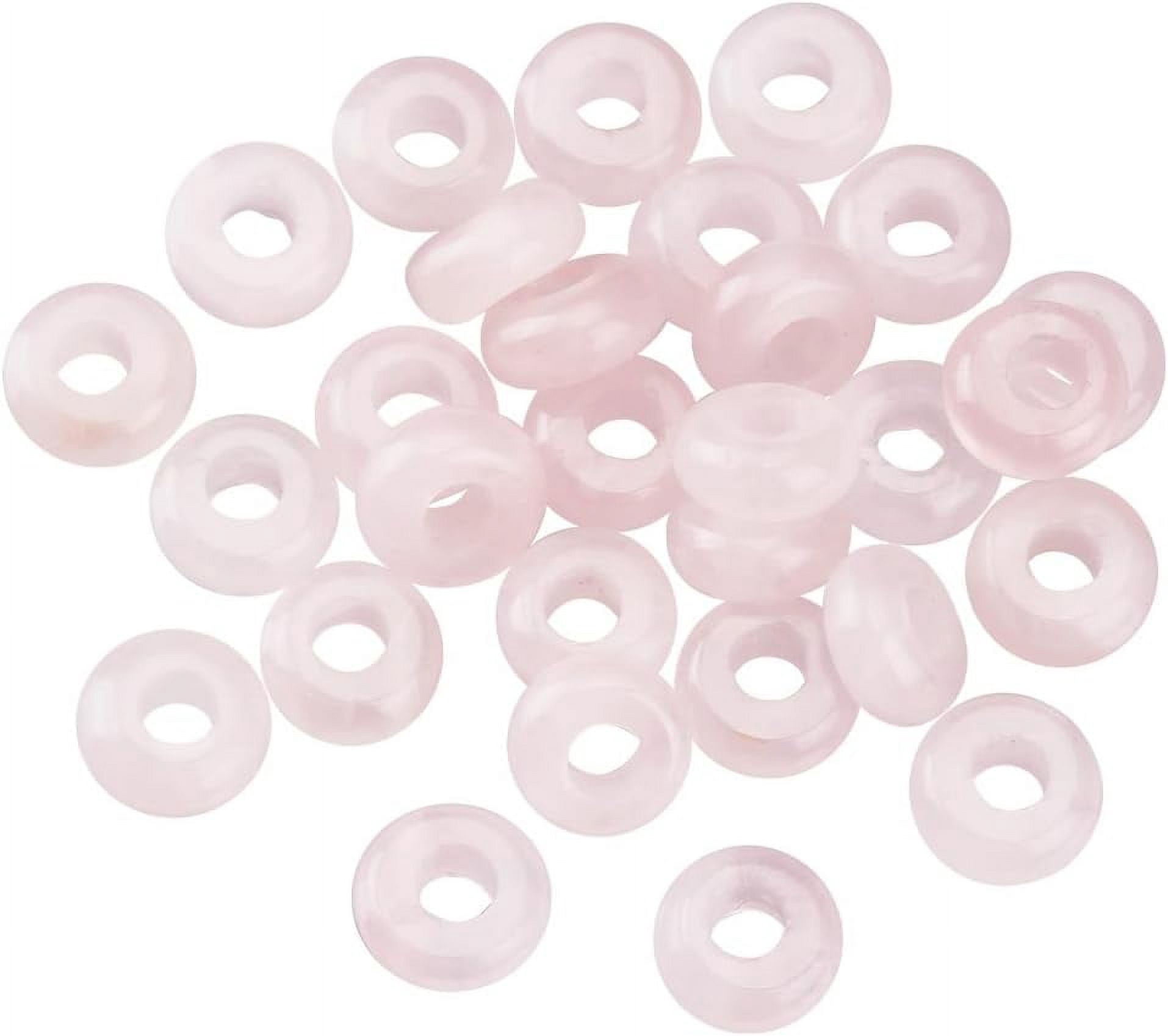 30Pcs Natural Rose Quartz European Beads Large Hole Beads Rondelle 10x4 ...