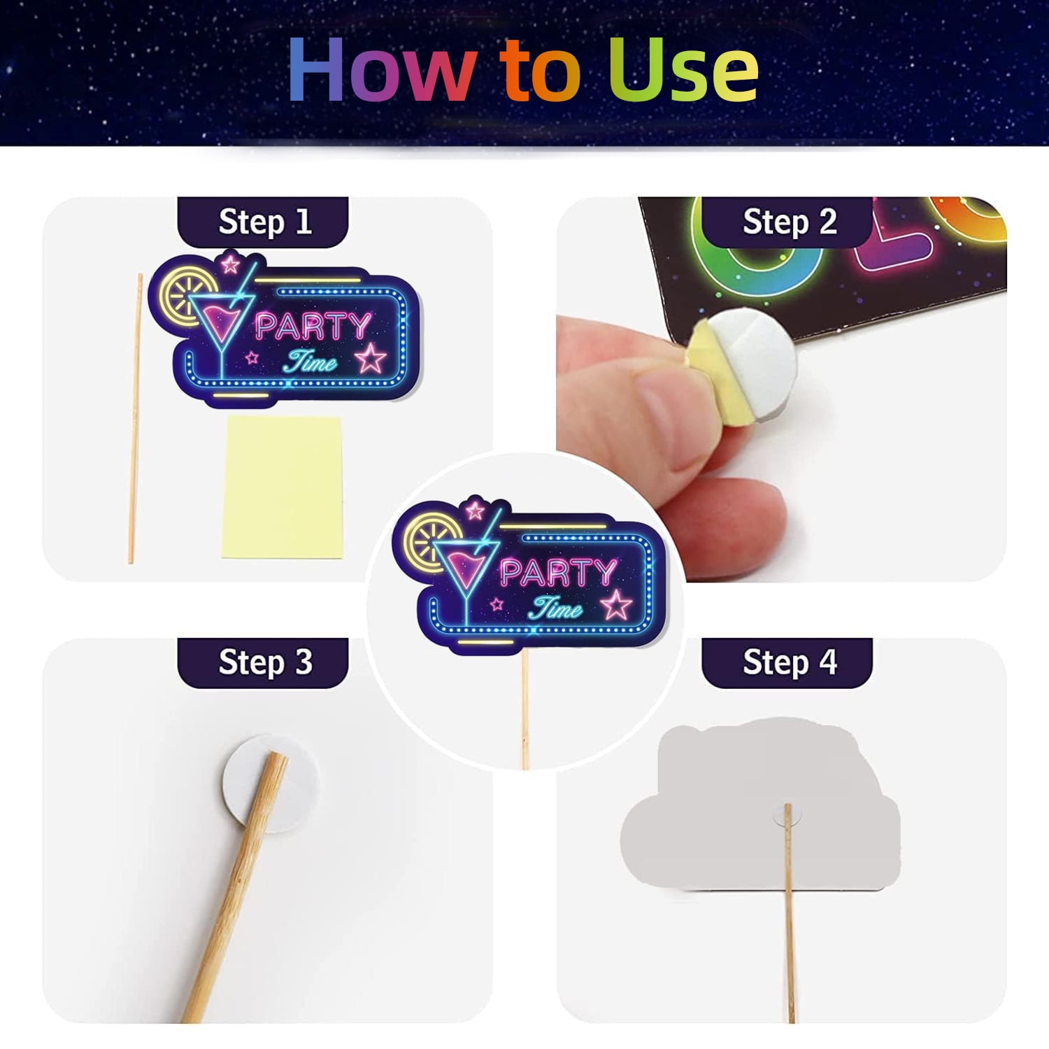 30Pcs Neon Photo Booth Props Glow Party Photo Booth Accessories, Funny ...