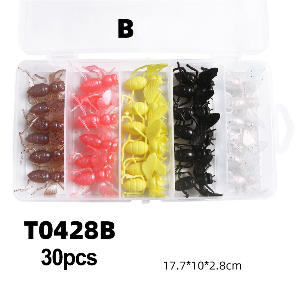 30Pcs New Silicone Fishing Bait Colorful Artificial Butterfly Bee Soft ...