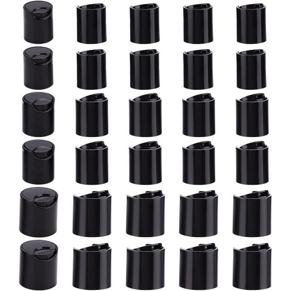 30Pcs PP Plastic Press Caps 3 Size Black Replacement Disc Top Closure ...