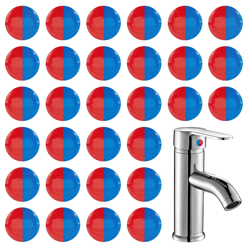 30Pcs PVC Public Signs Hot & Cold Water Marking for Faucet Half Round ...