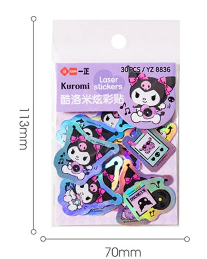 30Pcs/Pack Cute Cinnamoroll Sanrio Family Image kuromi Sticker Pupils ...