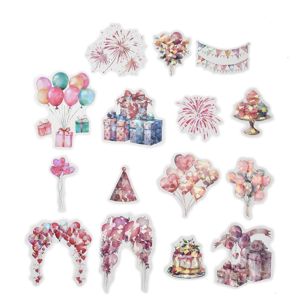 30Pcs Party PET Adhesive Waterproof Stickers for DIY Photo Album Diary ...