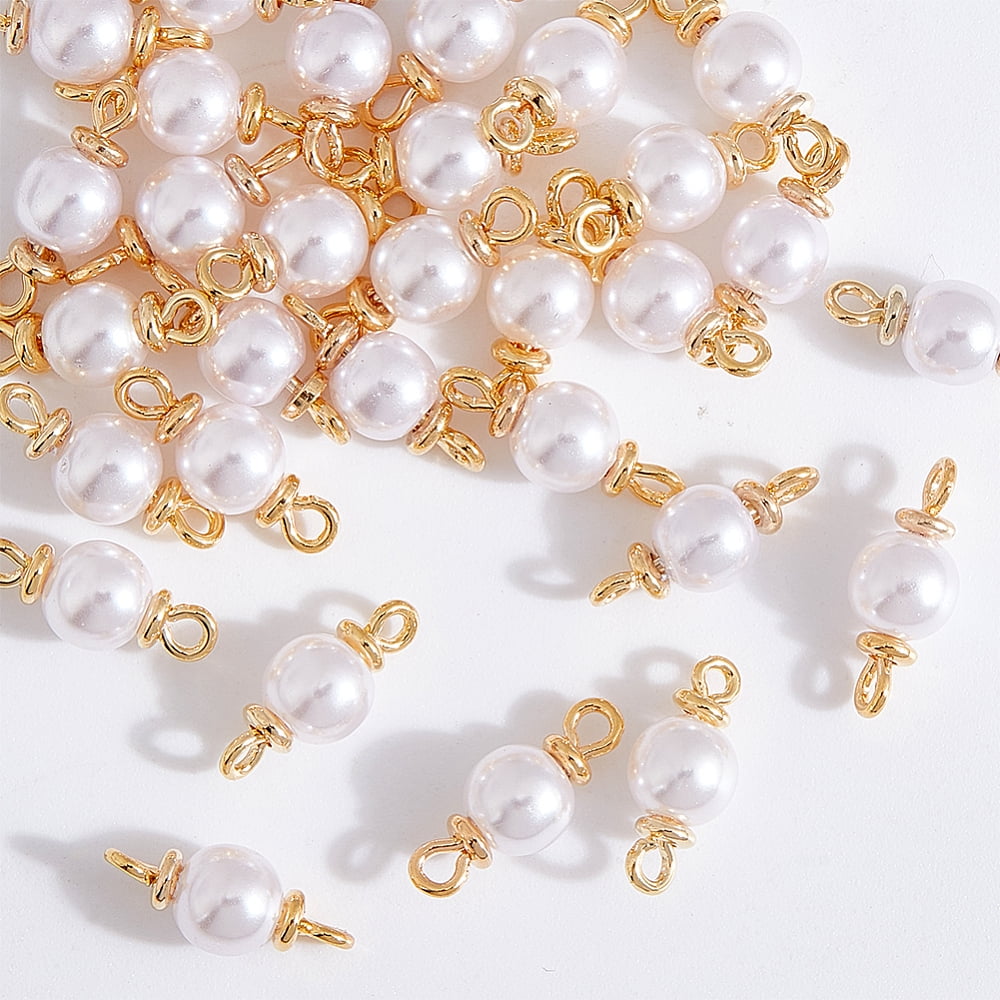 30Pcs Pearl Beads Links Connectors Round Imitation Pearl Pendant ...