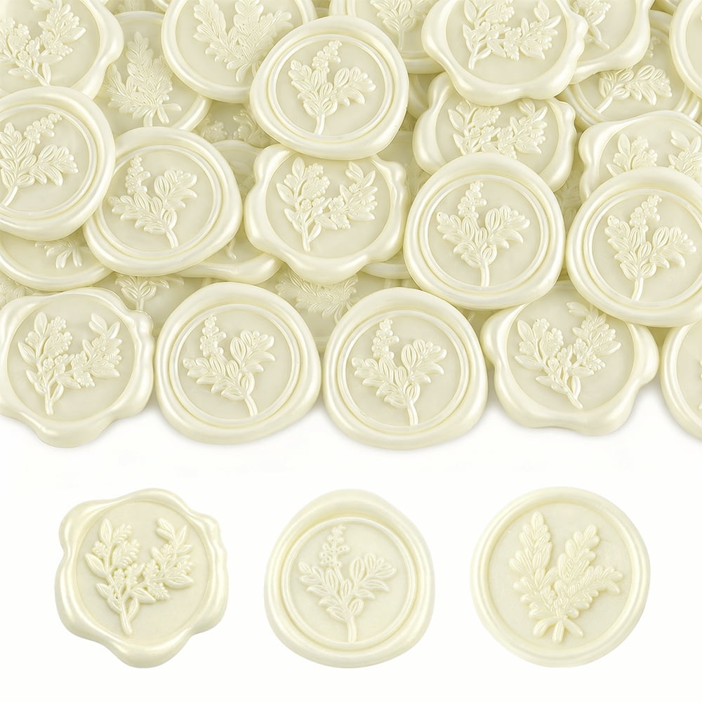 30Pcs Pearl Ivory Wax Seal Stickers, Vintage Eucalyptus Leaf Self ...