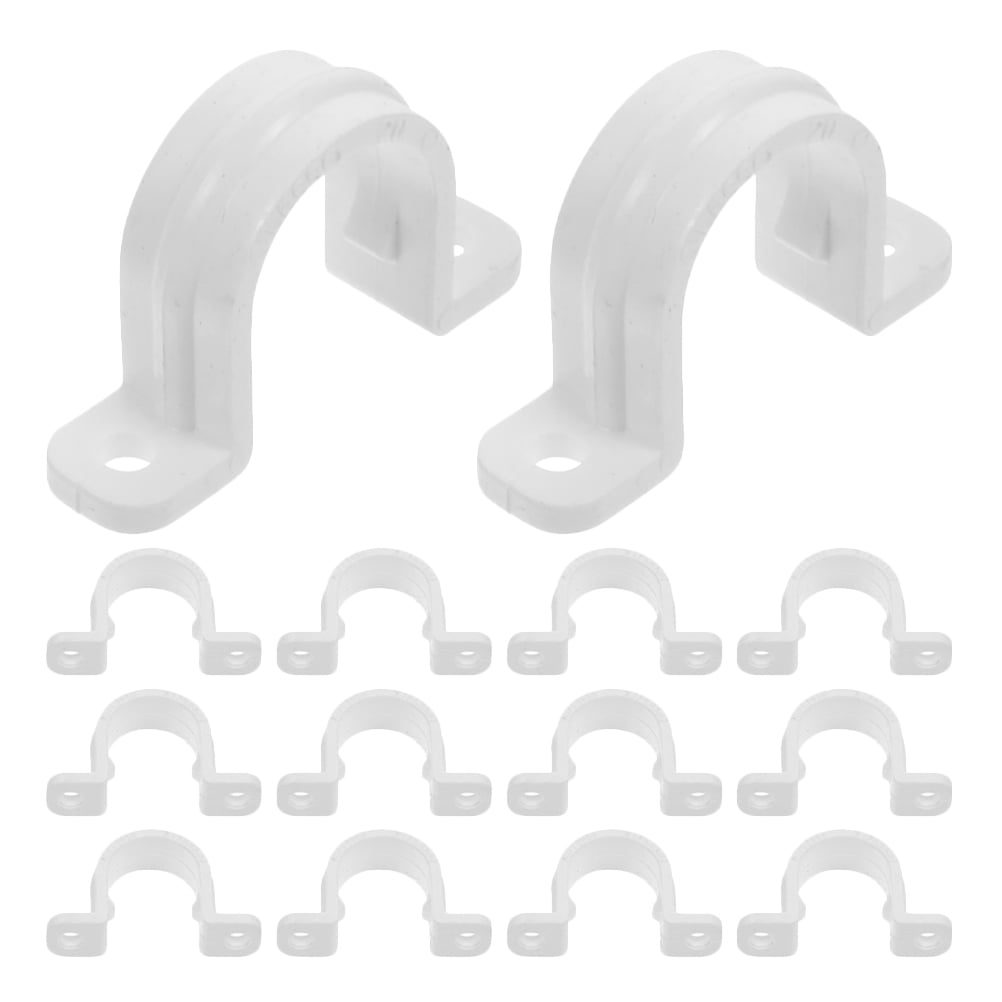 30 Pieces White PVC Tubing Clamps U Shape Pipe Brackets for Hanging Use ...