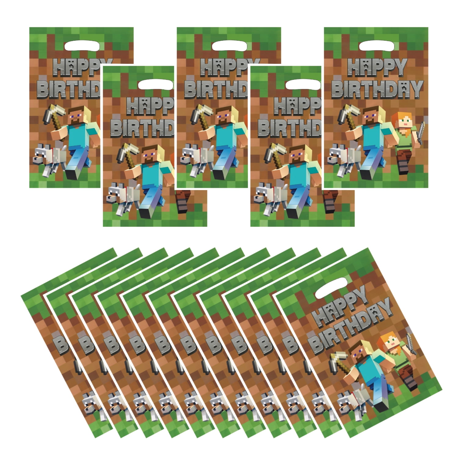 30Pcs Pixel Birthday Party Favors Bag Mining Pixel Plastic Gift Bags ...