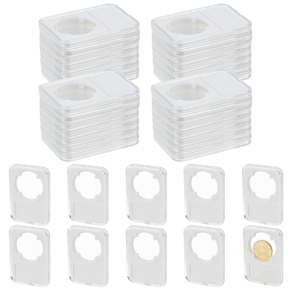 30Pcs Plastic Coin Storage Box Rectangle Clear 85x59x8mm Inner Diameter ...