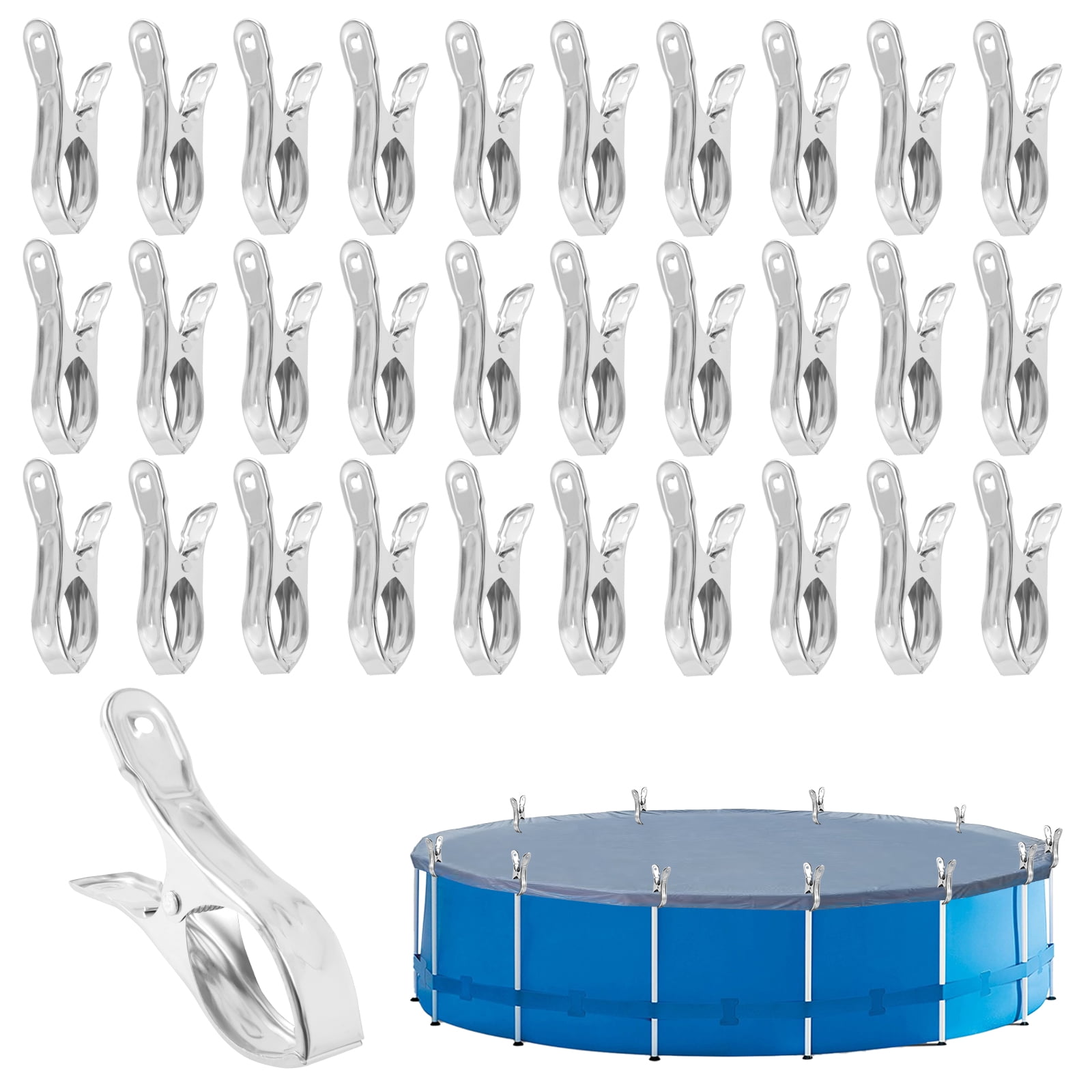 30Pcs Pool Cover Clips Stainless Steel Wind Guard Clamps for Above ...