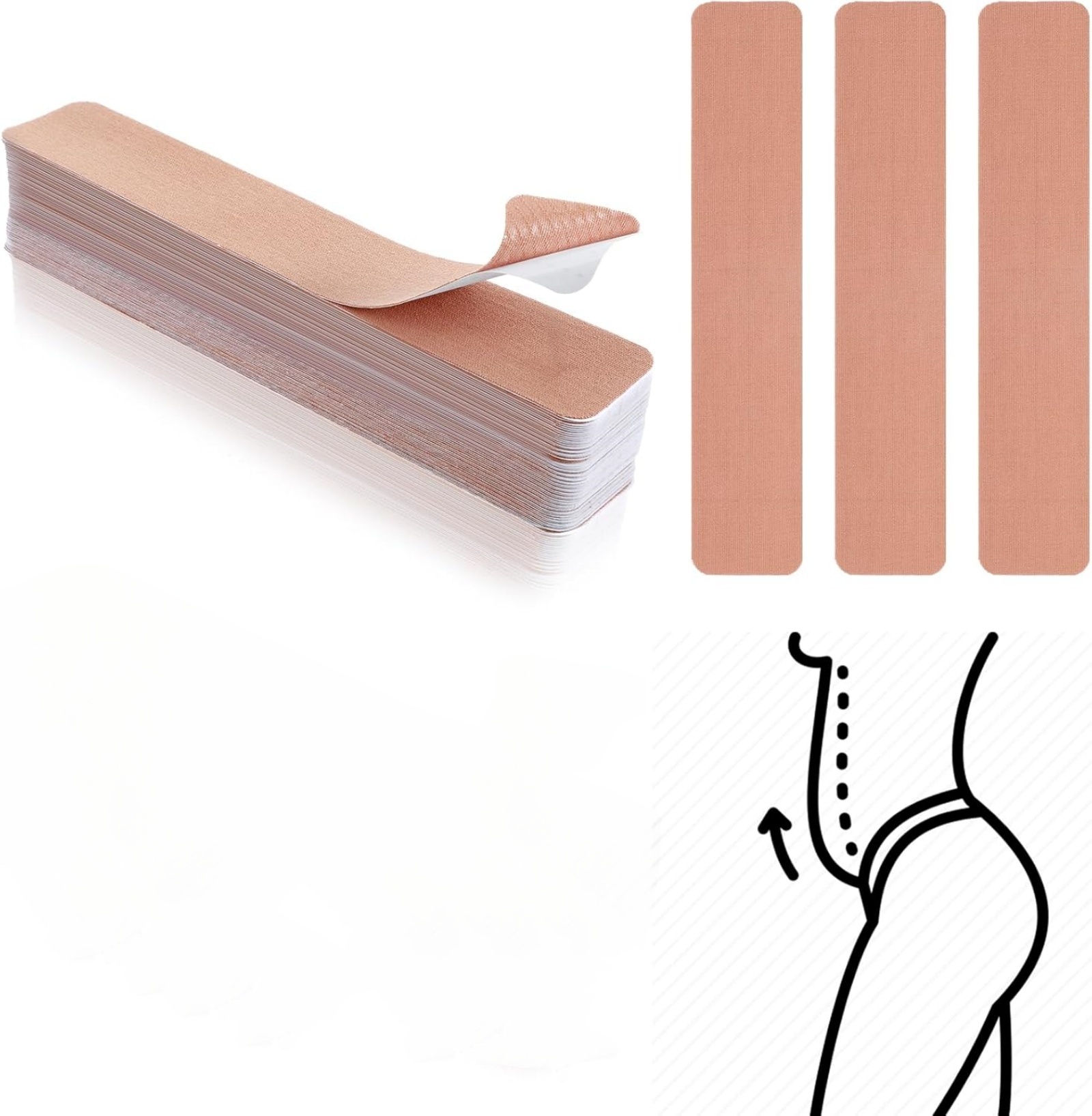 30Pcs Pre Cut Belly Tape - Waterproof Tummy Control Tape, Elastic Body ...