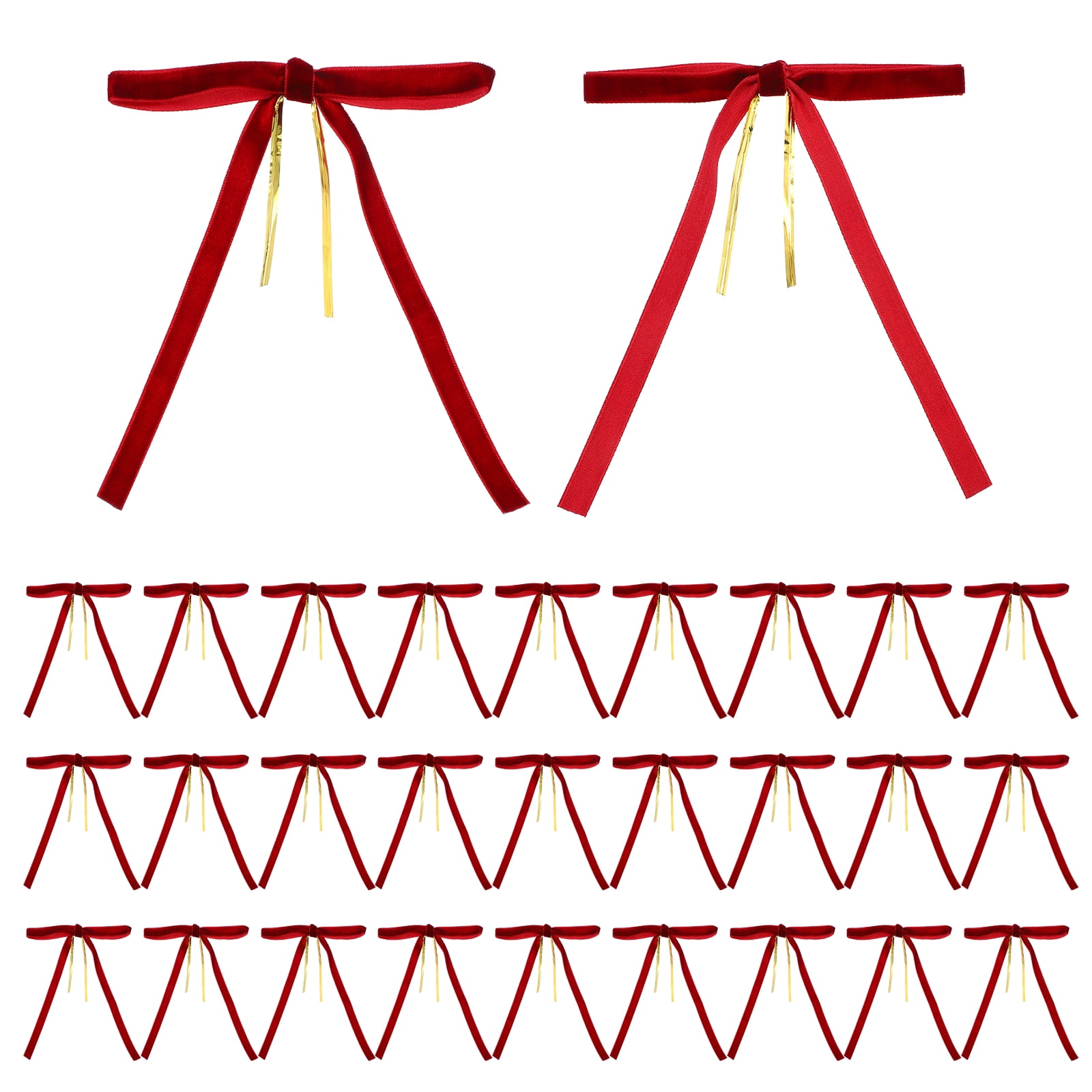 30Pcs Pretty Twist Tie Bows 5" x 7" Wine Red Velvet Premade Treat Bow ...