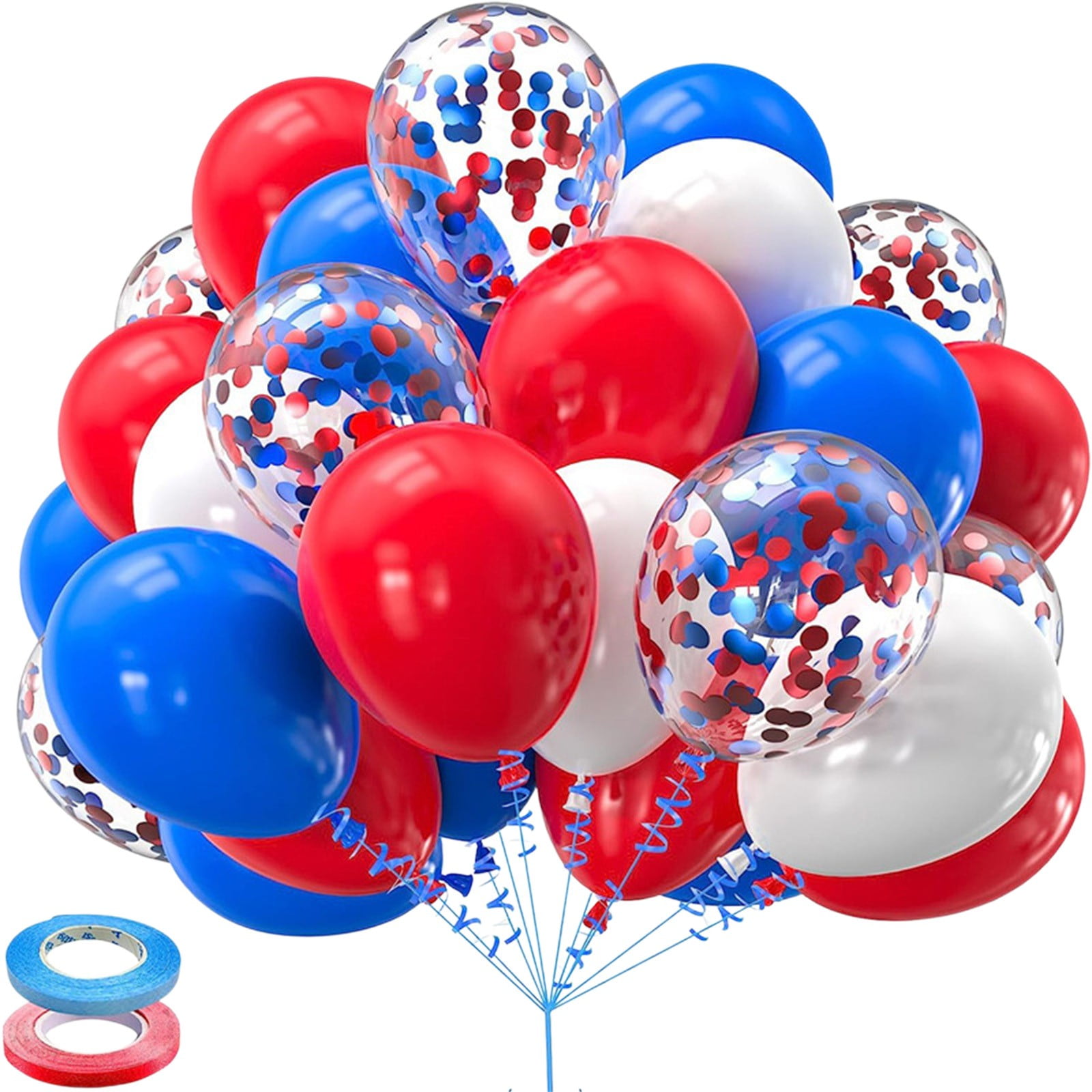 30Pcs Red White and Blue Latex Balloons with Confetti Balloons for 4th ...