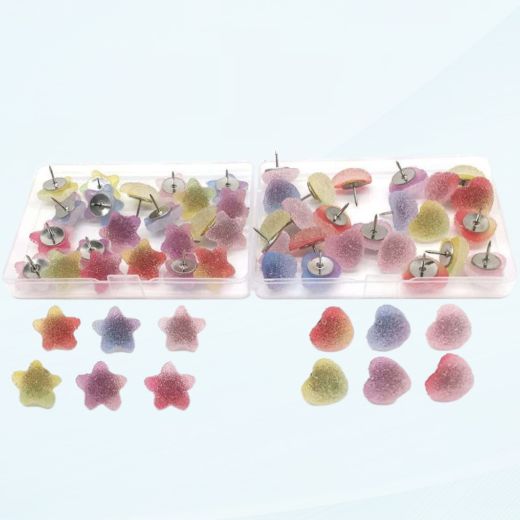 30Pcs Resin Push Pins Heart Shape Thumb Tacks Cute Cork Board Tacks Bulletin Board Tacks for ...