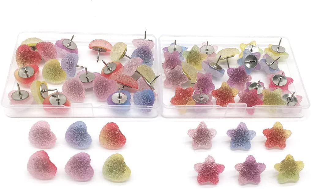 30Pcs Resin Push Pins Shape Thumb Tacks Cute Cork Board Tacks Bulletin Board Tacks for Office ...