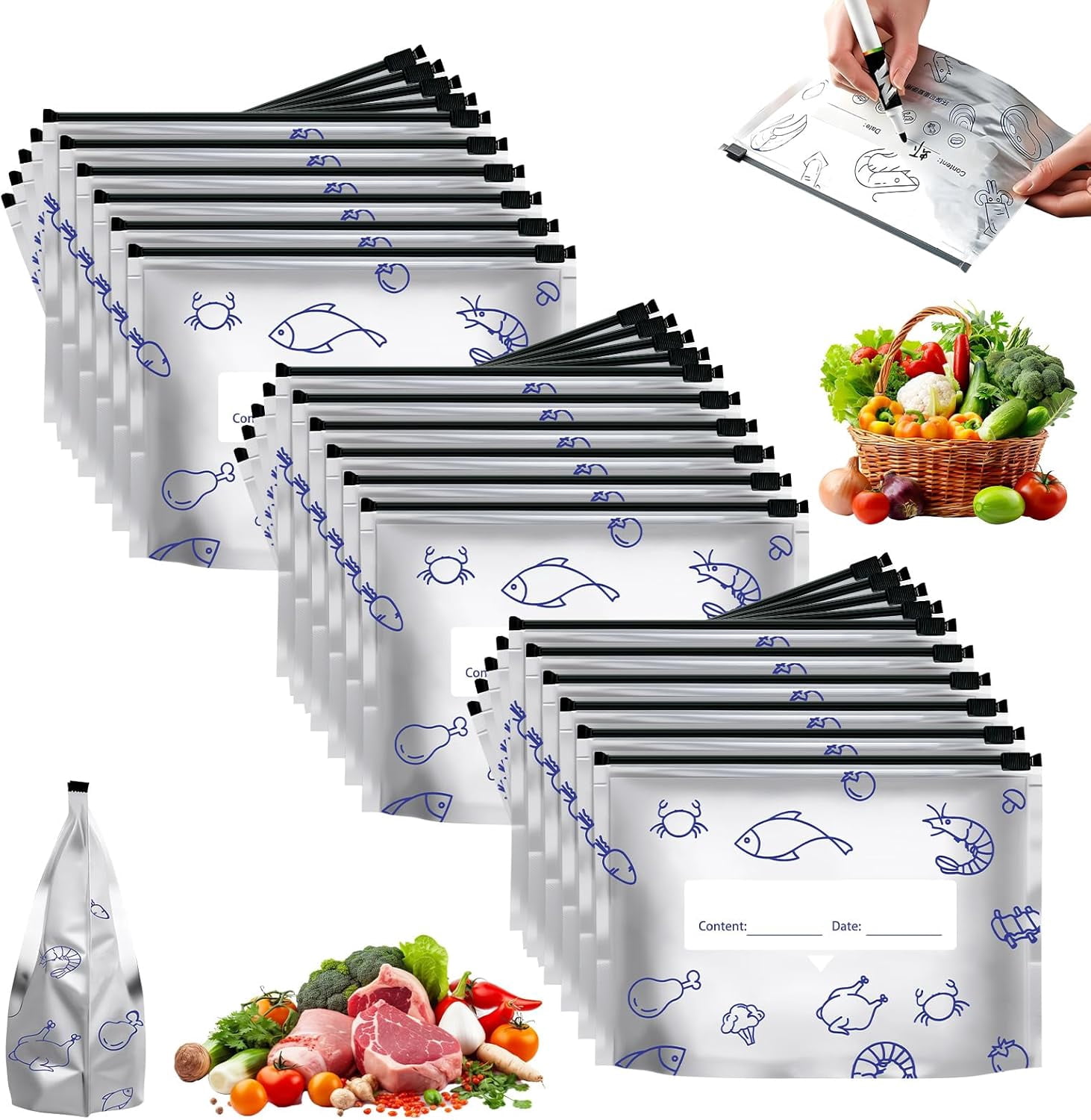 30Pcs Reusable Aluminum Foil Sealable Storage Bags, 2026 New Resealable ...