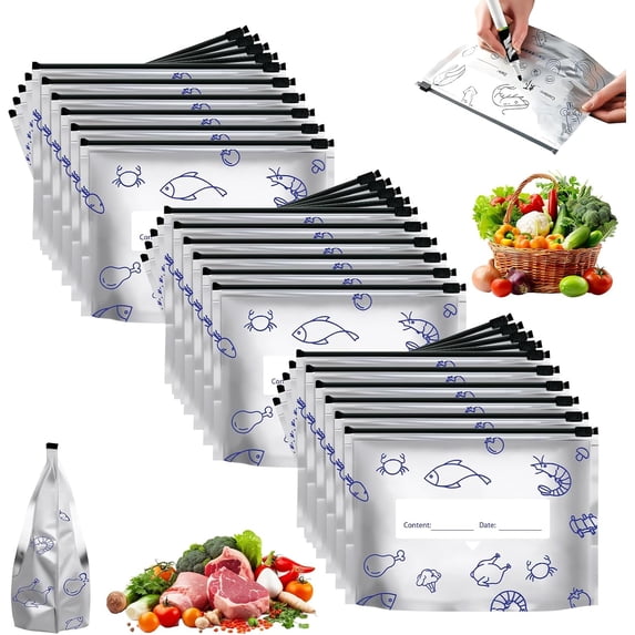 30Pcs Reusable Aluminum Foil Sealable Storage Bags, 2026 New Resealable ...