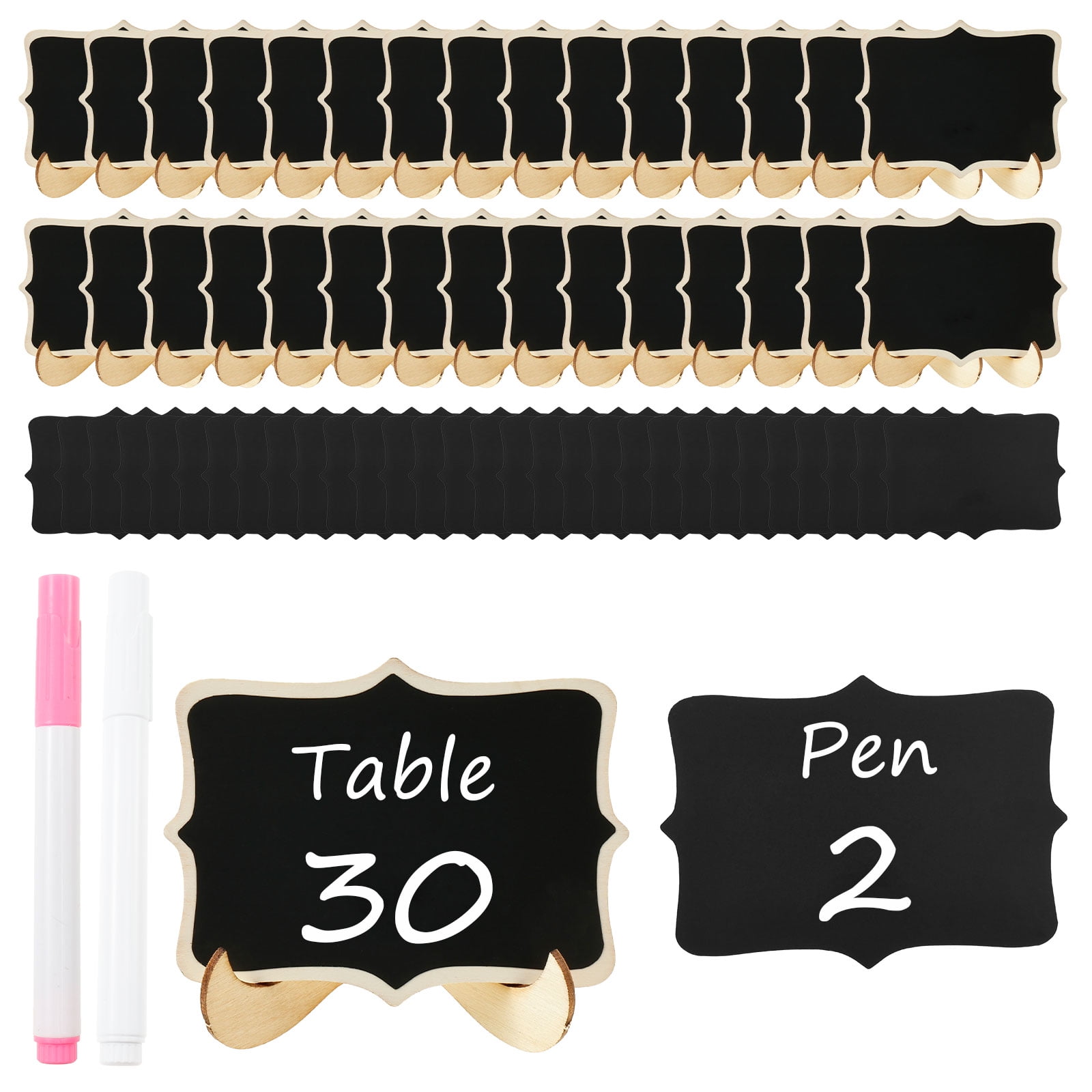 30Pcs Reusable Wooden Mini Chalkboard Sign Versatile Space Saving Chalk ...
