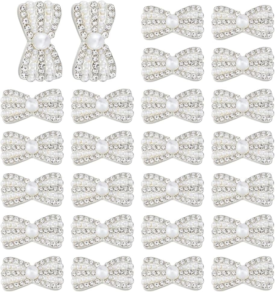 30Pcs Rhinestone Buttons 12x21MM Pearl Diamond Buttons Elegant Alloy ...